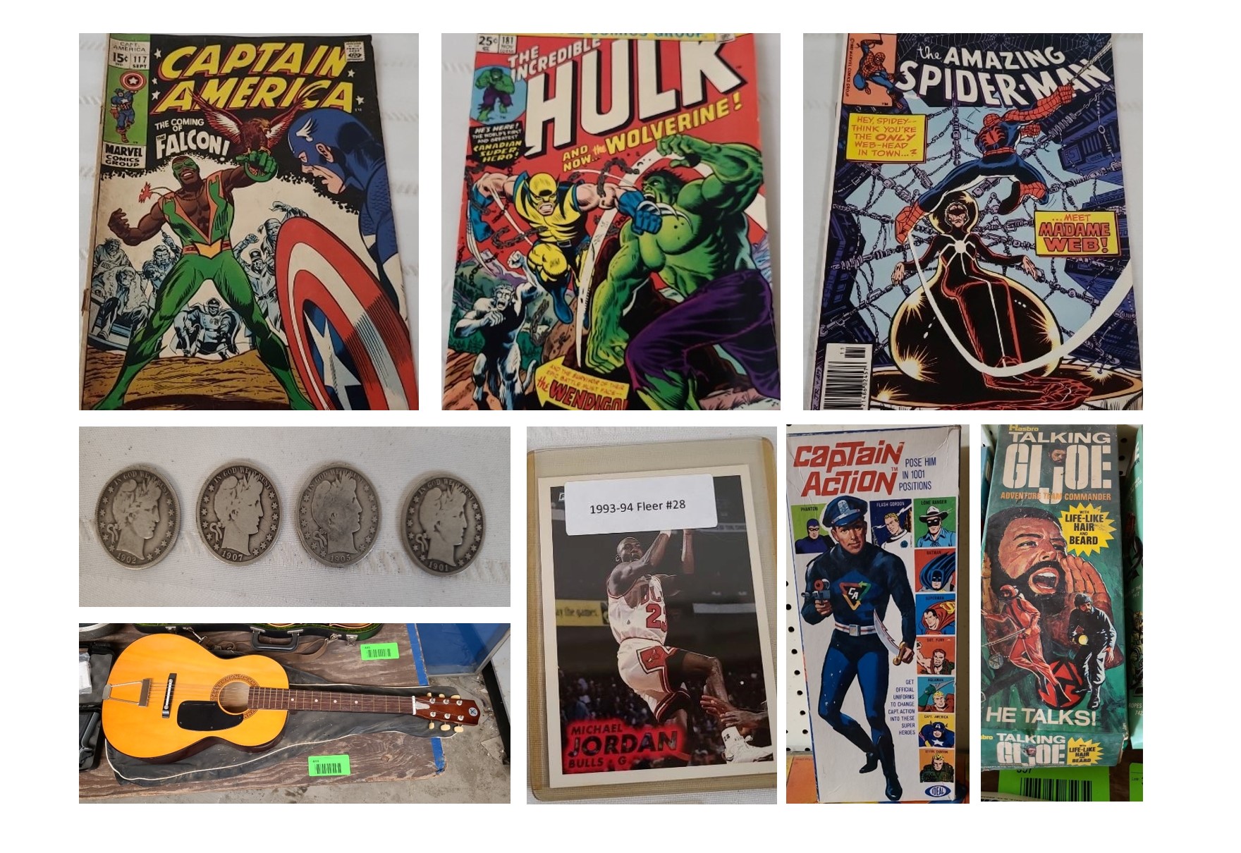 100's of Comics, Action Figures, Coins, Vintage Toys, Basketball Cards ...
