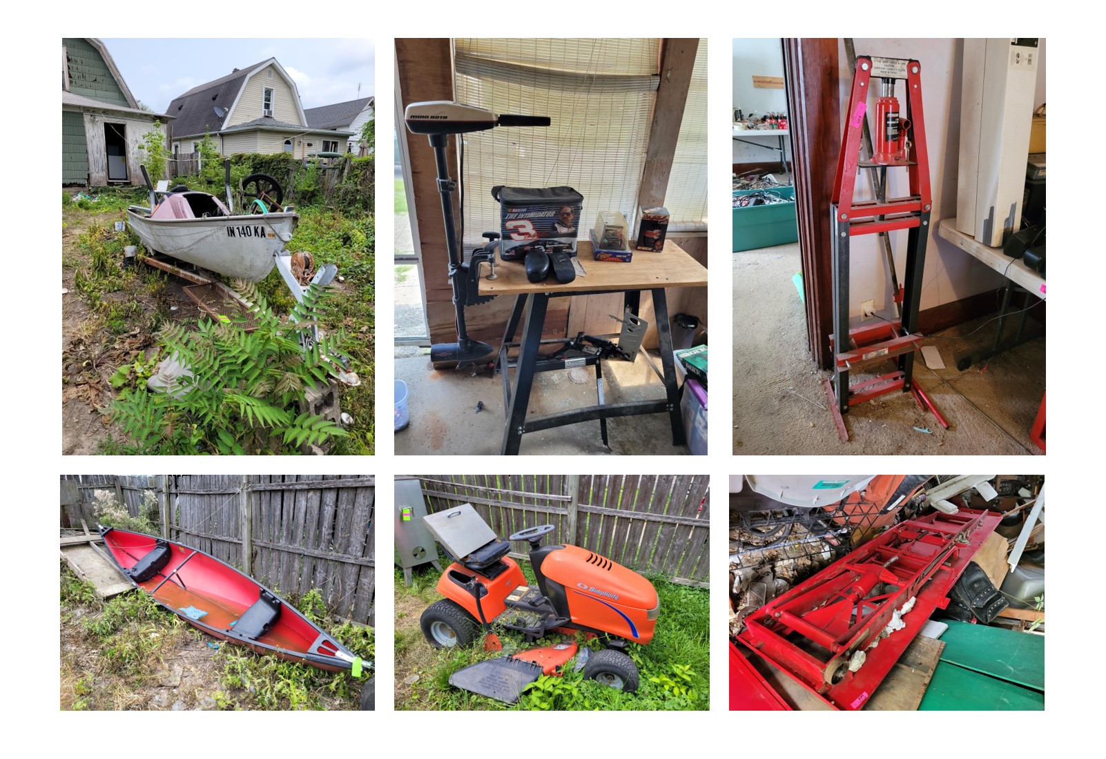 Fishing Boat a Trolling motor & Gear, Canoe, 1/2 ton Motorcycle Lift, 6 ...
